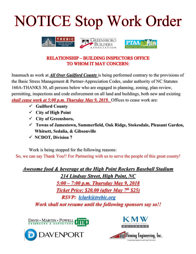 STOP WORK ORDER 2019 – TREBIC