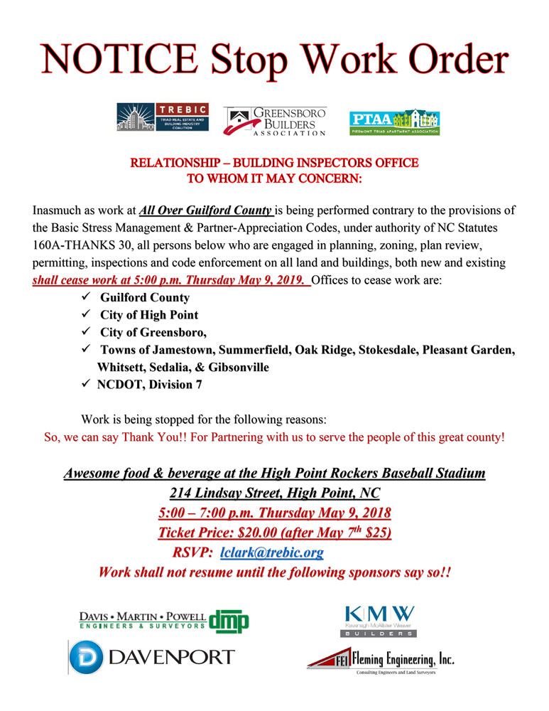 STOP WORK ORDER 2019 – TREBIC